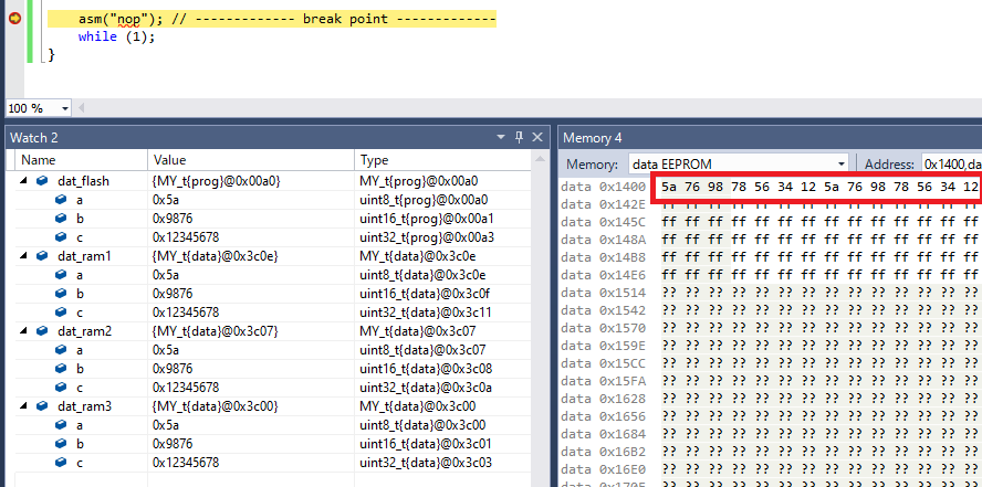Structs(s) in multiple memory spaces - how?